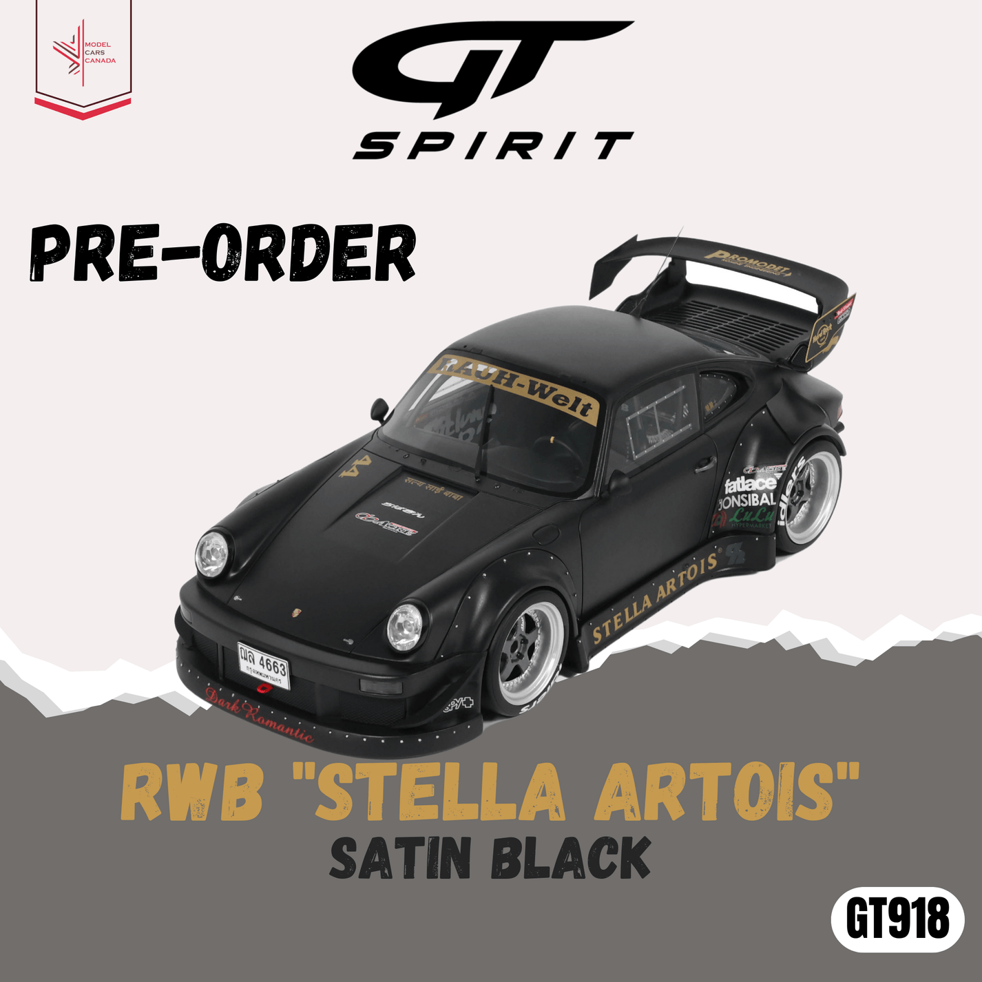 GT Spirit - RWB Porsche 911 (964) "Stella Artois" (Satin Black) 1:18 S